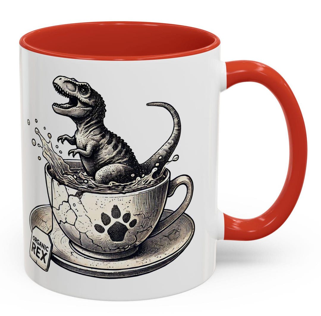 T-rex Tea Cup Mug, Vintage Dinosaur Coffee Cup, Quirky Paleontology ...