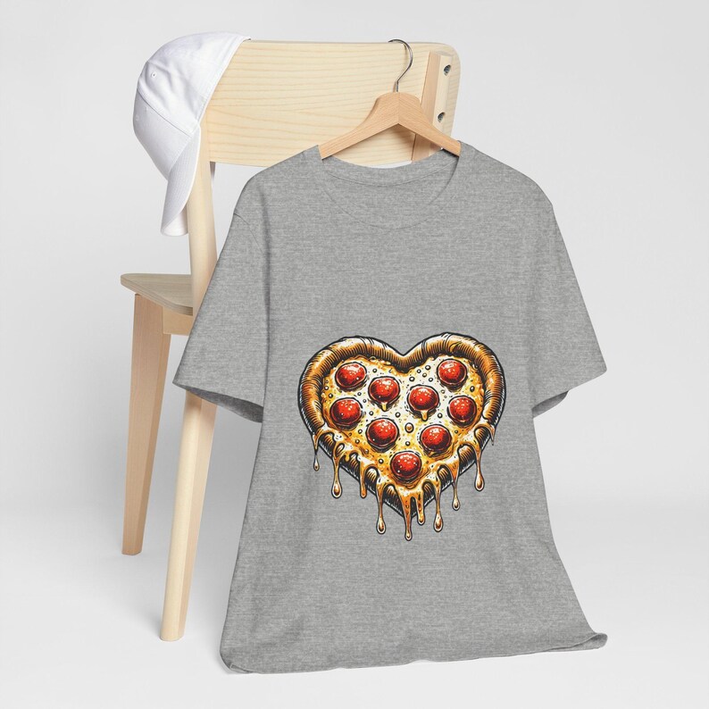 Heart-shaped Pepperoni Pizza T-shirt | Unisex Food Lover Graphic Tee ...