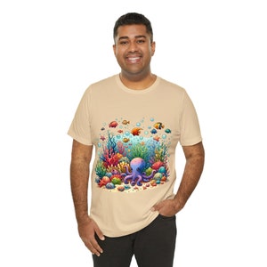 Underwater Life Unisex T-shirt - Watercolor Coral Reefs & Playful Fish ...