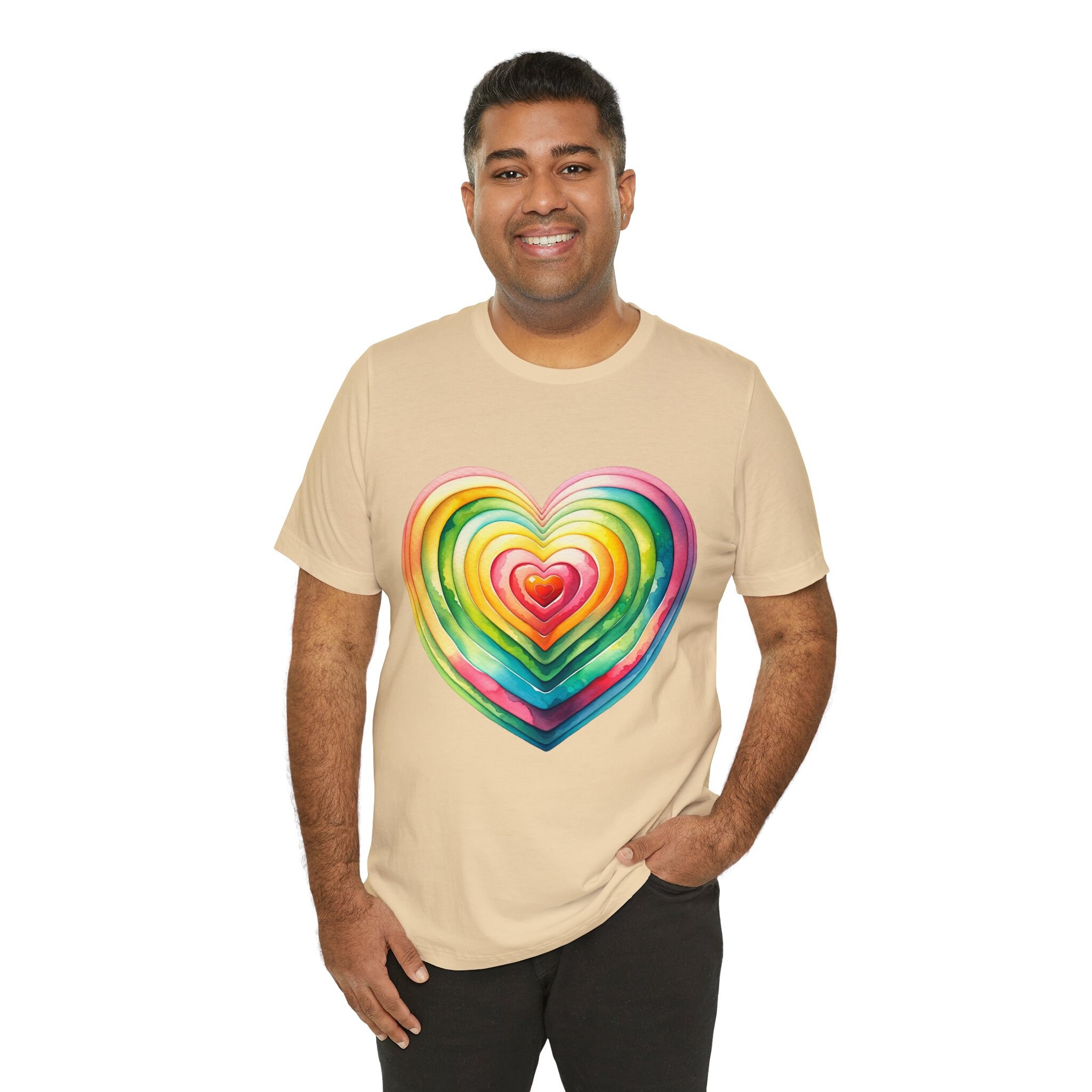 Artistic Unisex T-shirt Watercolor Heart With Concentric Layers ...