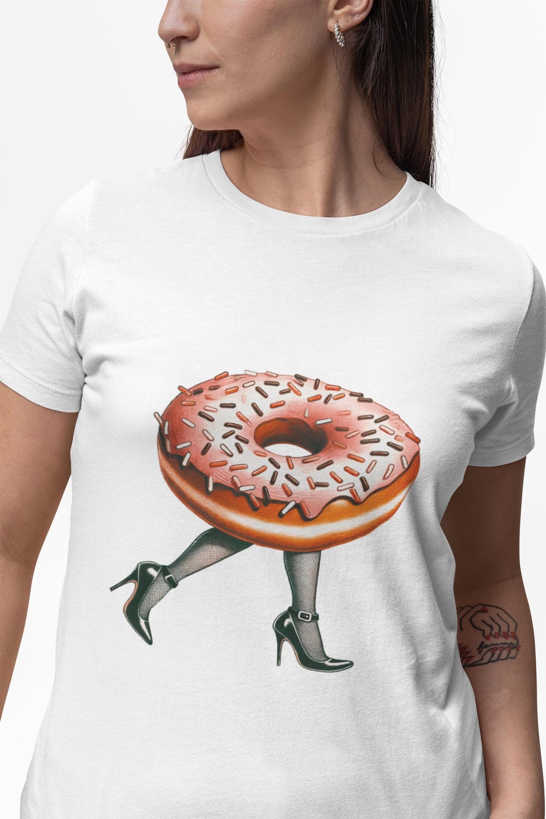 Unisex Donut Diva T-shirt, Quirky Fashion Novelty Tee, High Heel Donut ...