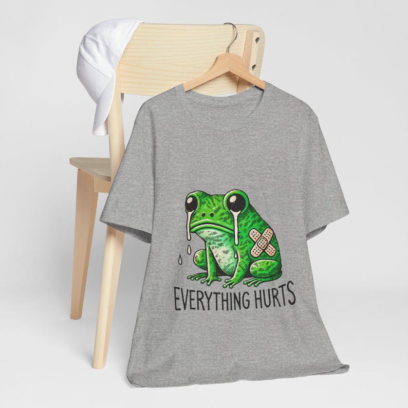 Sad Frog Bandaged & Crying Unisex T-shirt, Everything Hurts Meme ...