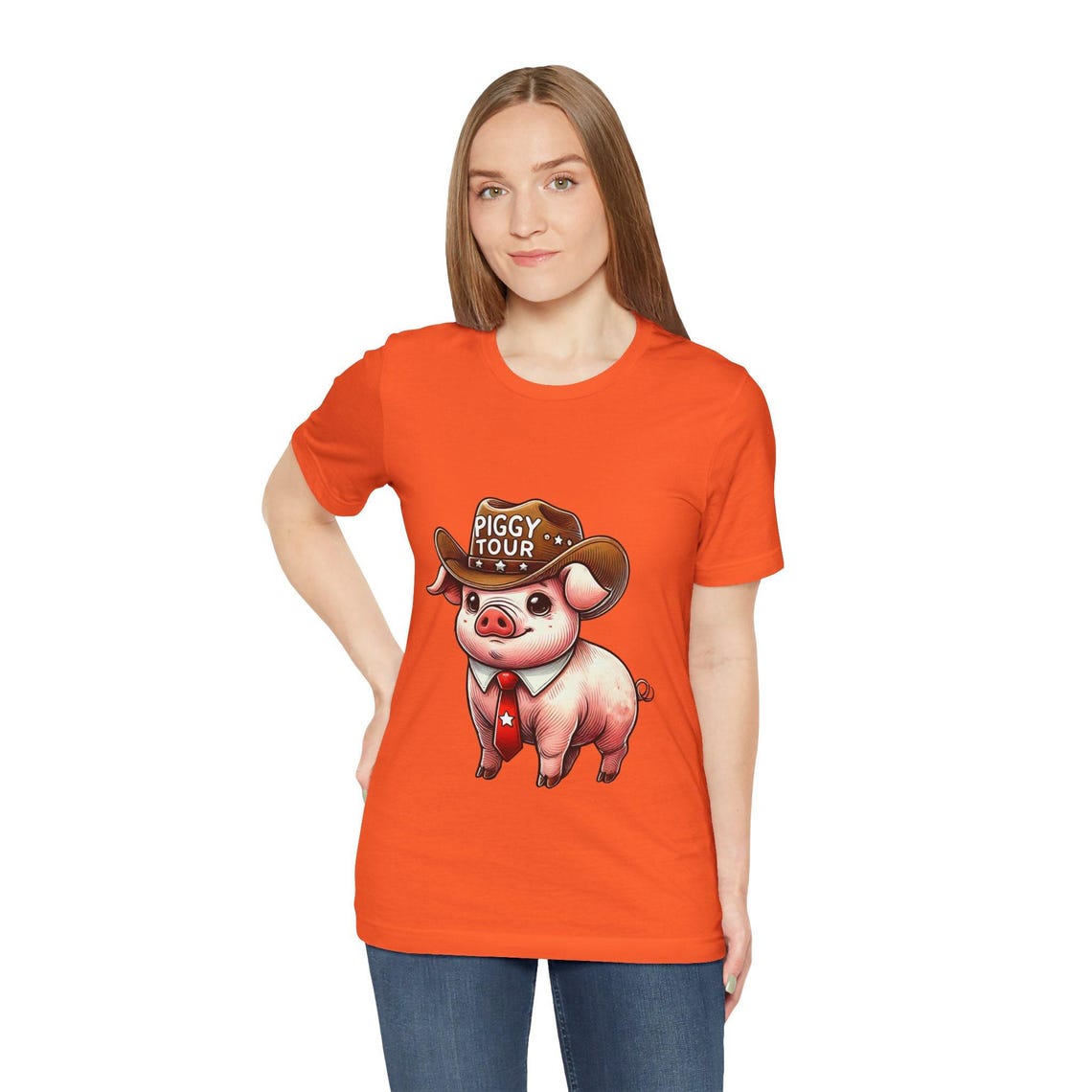 Adorable Piggy Tour Cowboy T-shirt - Cute Pig in Cowboy Hat Tee, Fun ...