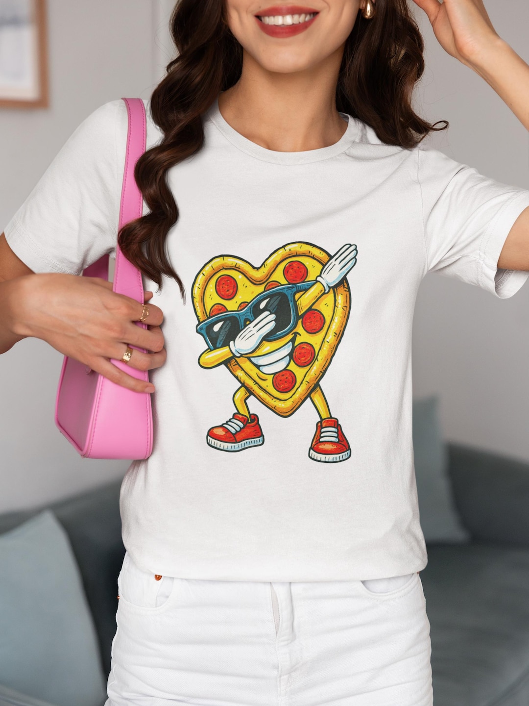Heart Pizza Dab T-shirt for Men Women Kids | Funny Pepperoni Slice With ...