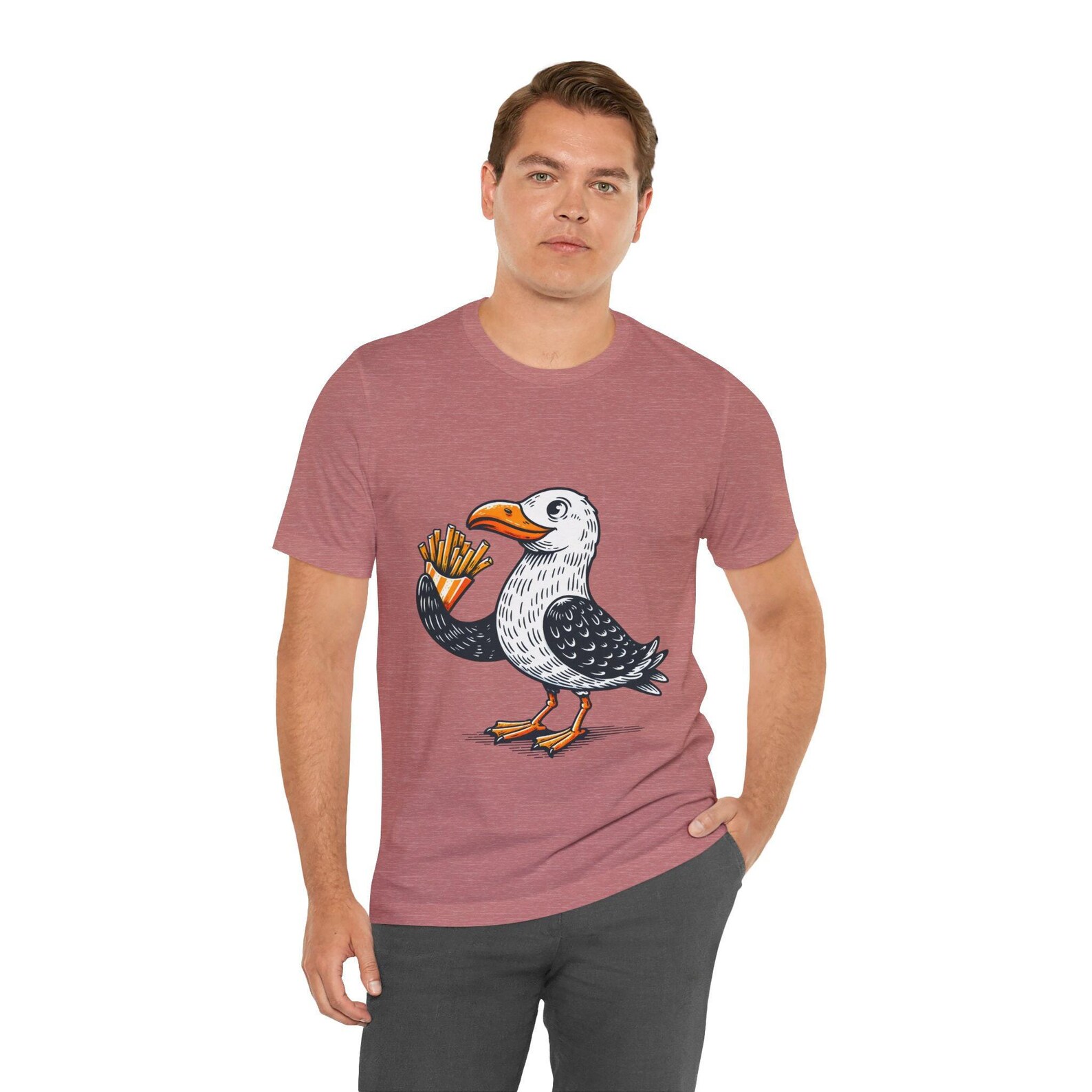 Funny Seagull T-shirt With French Fries, Unique Seagull Art Tee, Unisex ...