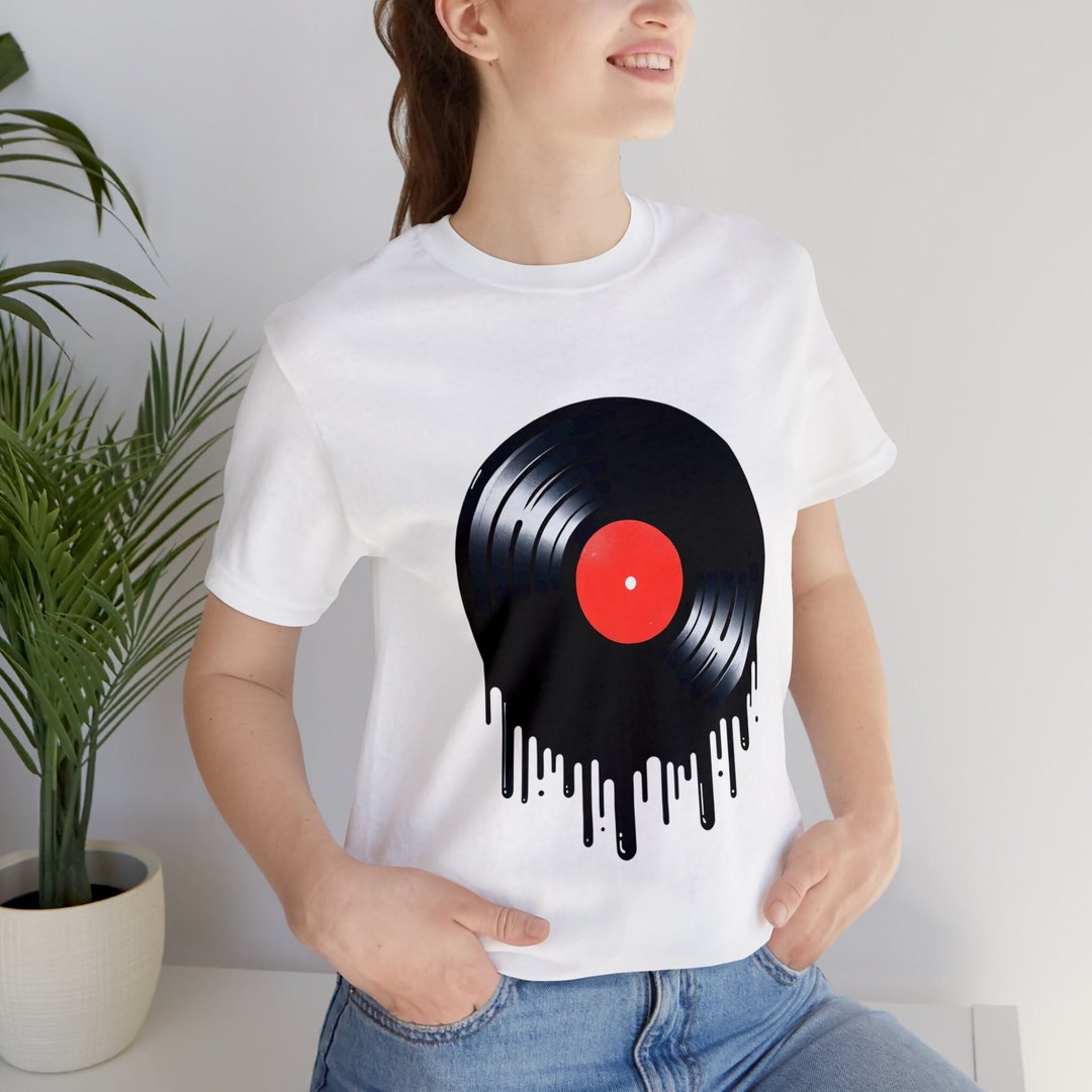 Unisex Melting Vinyl Record T-shirt Stylish DTG Print Tee Top for Men ...