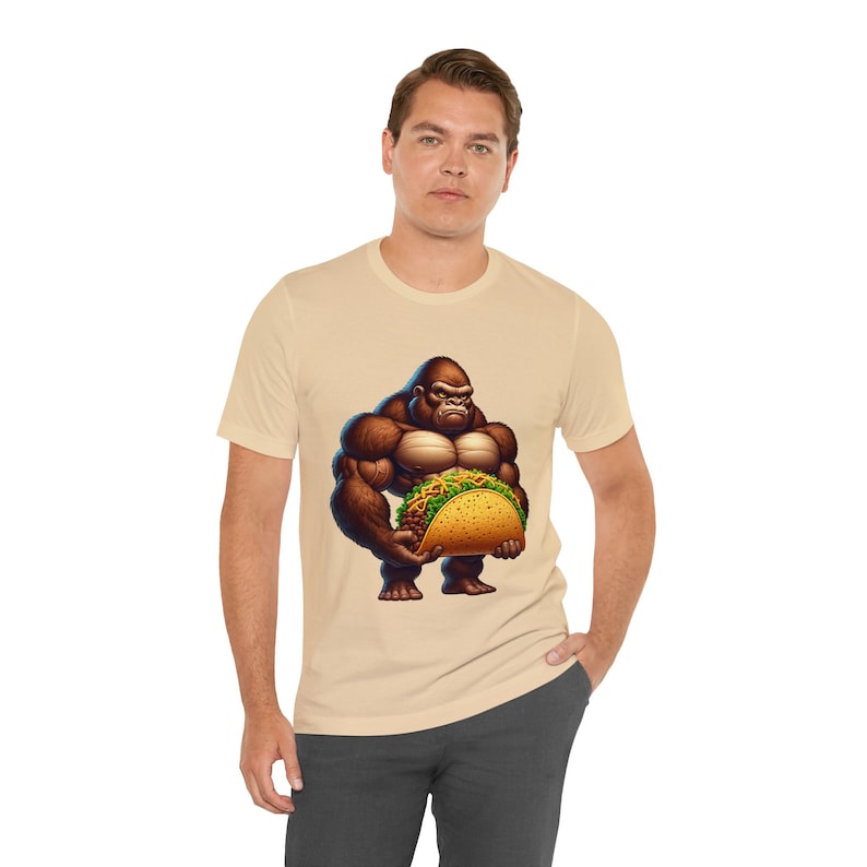 Muscular Gorilla Taco Lover Graphic Unisex T-shirt Unique Foodie ...