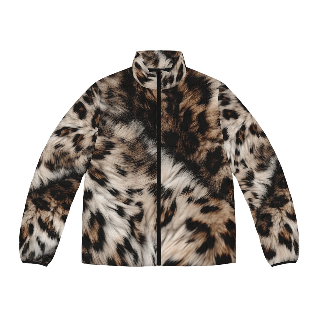 Leopard Print, Puffer Jacket, Faux Fur Print, Jacket, Zip Up, Novelty ...