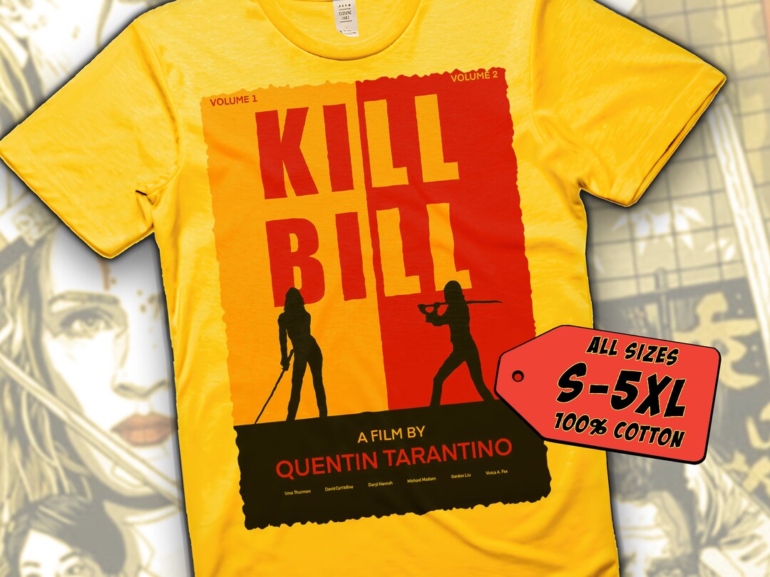 Kill Bill V3 Tshirt Vintage Yellow Color Men's Tshirt DTG Digital Print ...