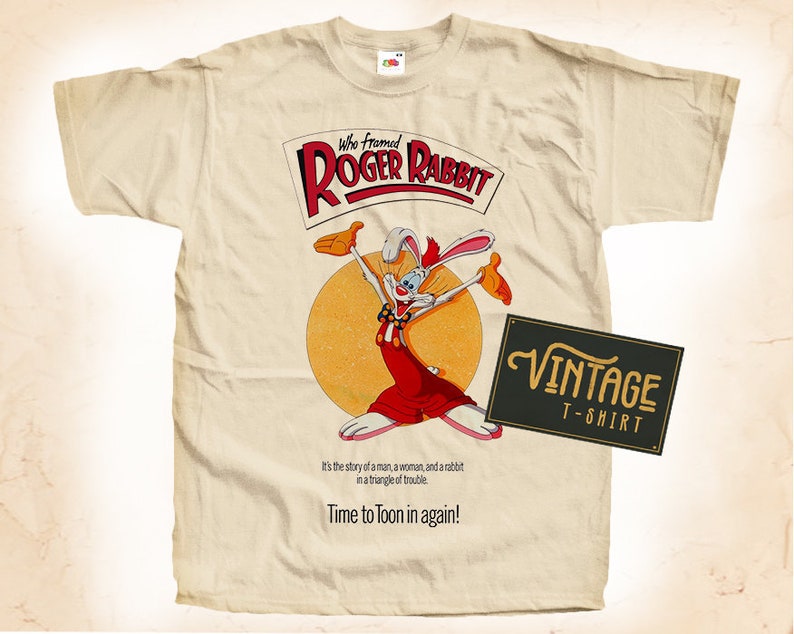 Who Framed Roger Rabbit V1 Tshirt Vintage Natural Color Men's Tshirt ...