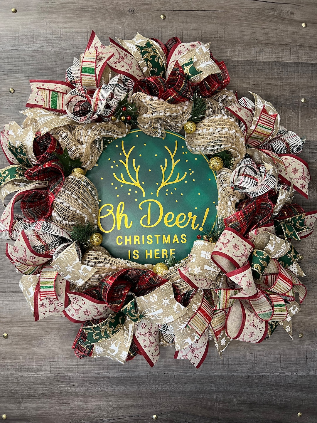 Oh Deer Christmas is Here Decor Christmas Wreath Front Door - Etsy