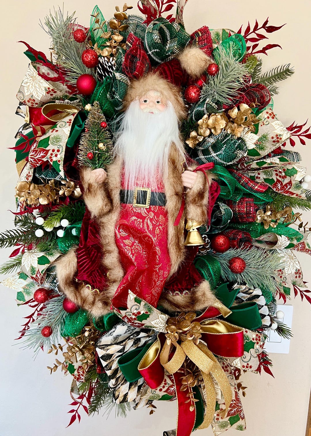 Father Christmas Santa Wreath,christmas Swag Decoration, Christmas ...