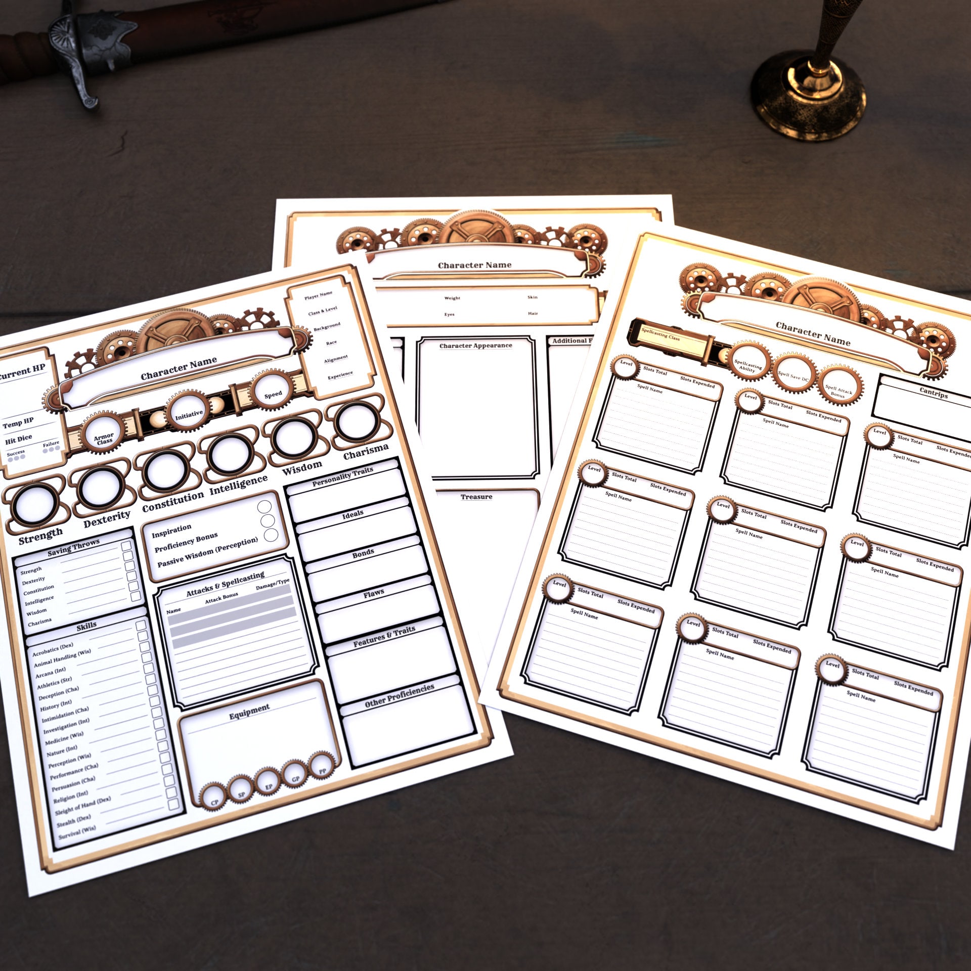 Steampunk Dnd Character Sheet: 5th Edition RPG (3-page PDF) - Etsy
