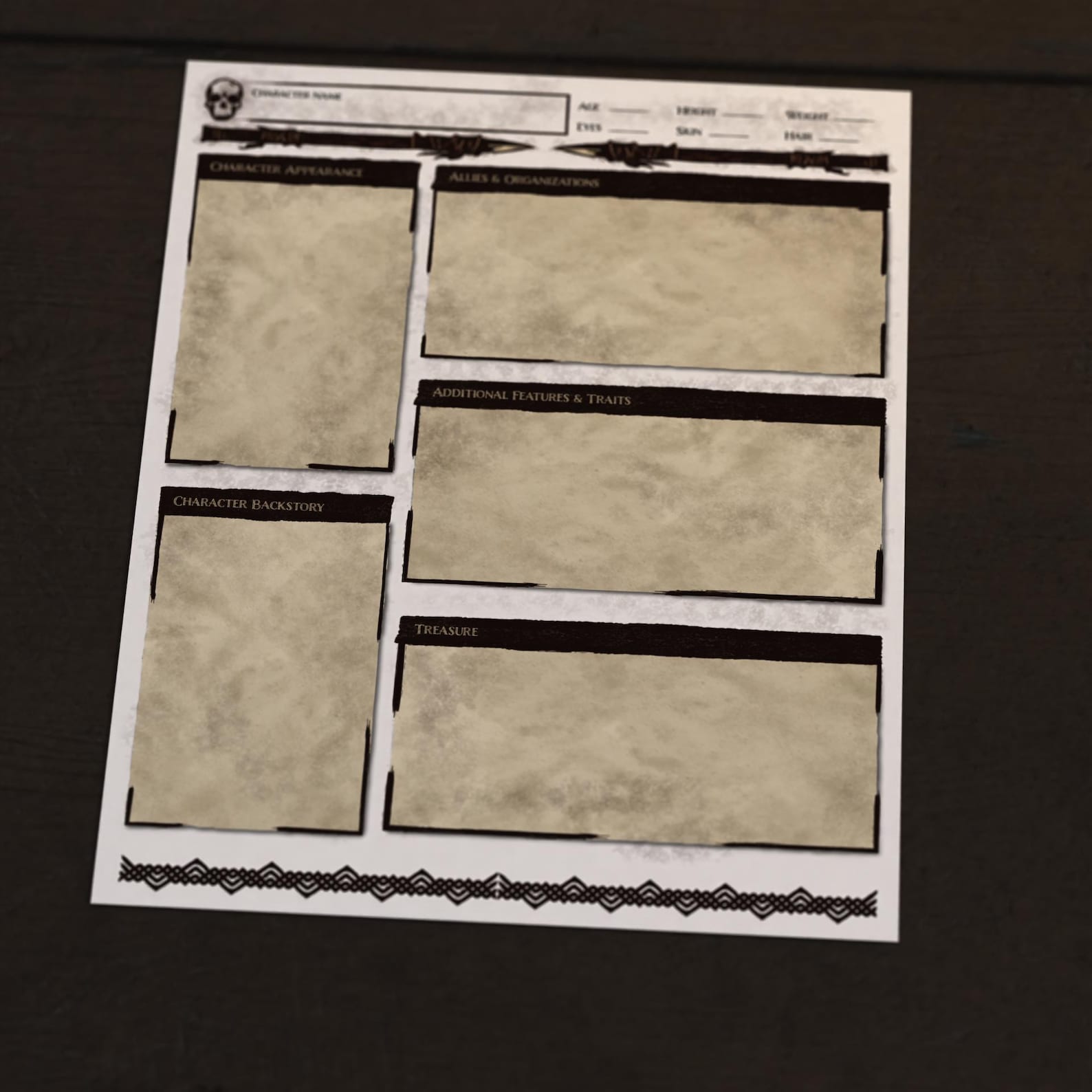 Barbarian D&D Character Sheets: Tribal RPG Game Planner (PDF) - Etsy