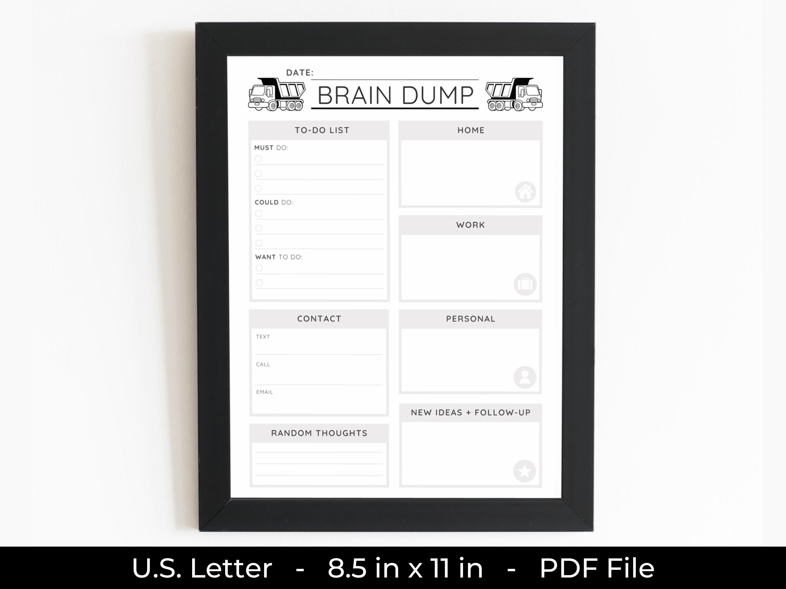 Brain Dump Sheet: Printable Planning Worksheet for Greater Life ...