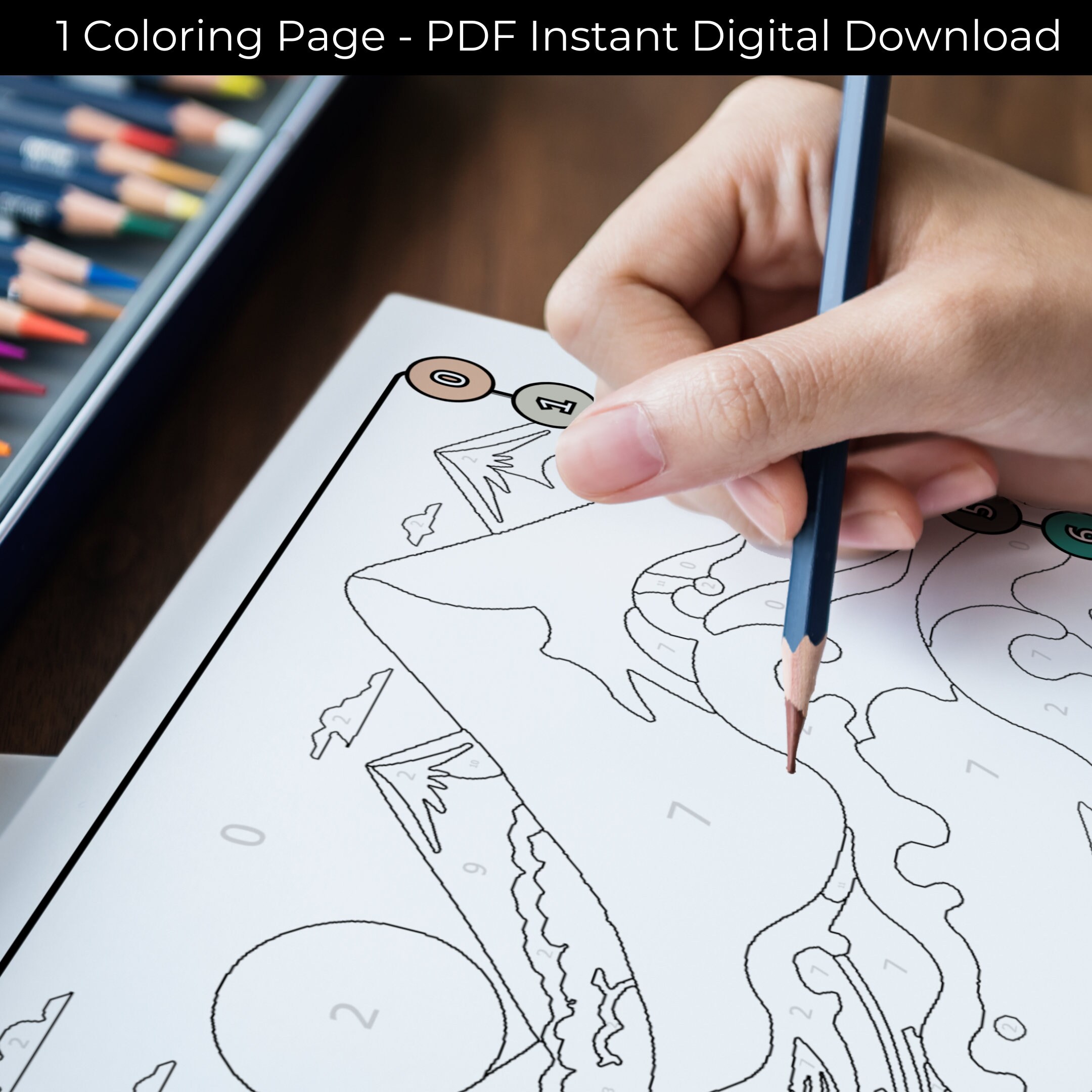 Color by Number: Therapeutic Printable Colorful Wave Landscape Coloring ...