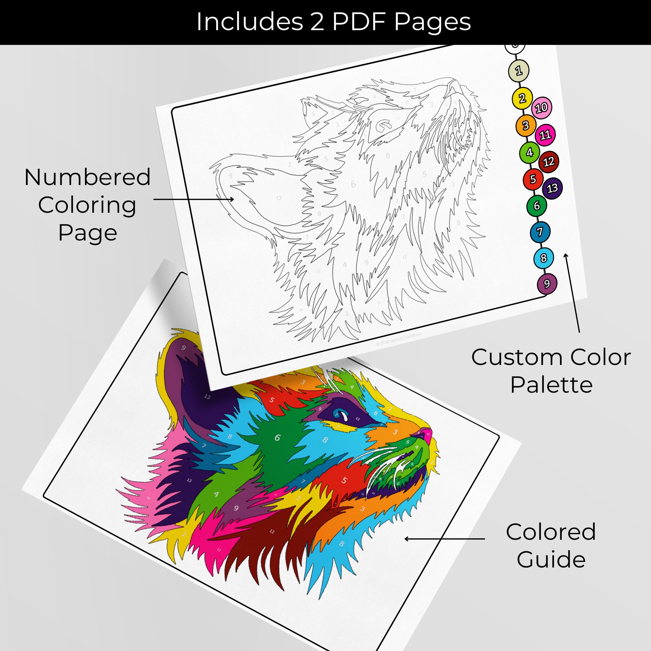 Color by Number: Therapeutic Printable Cat Coloring Page PDF Instant ...