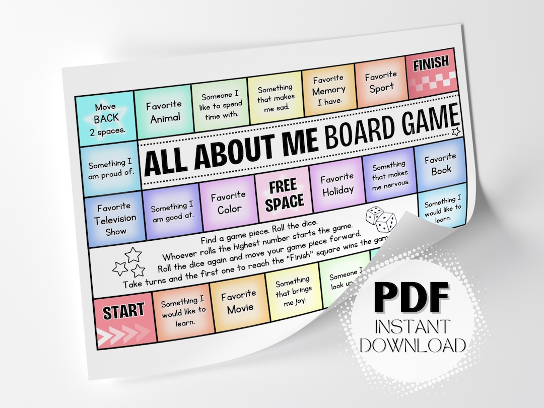 All About Me Board Game: Fun Therapeutic Kids Activity for Self ...