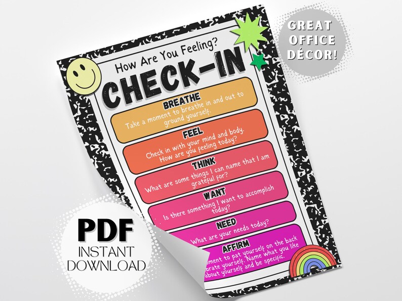 Emotional Check-in Poster: Printable Classroom & Office Poster for ...