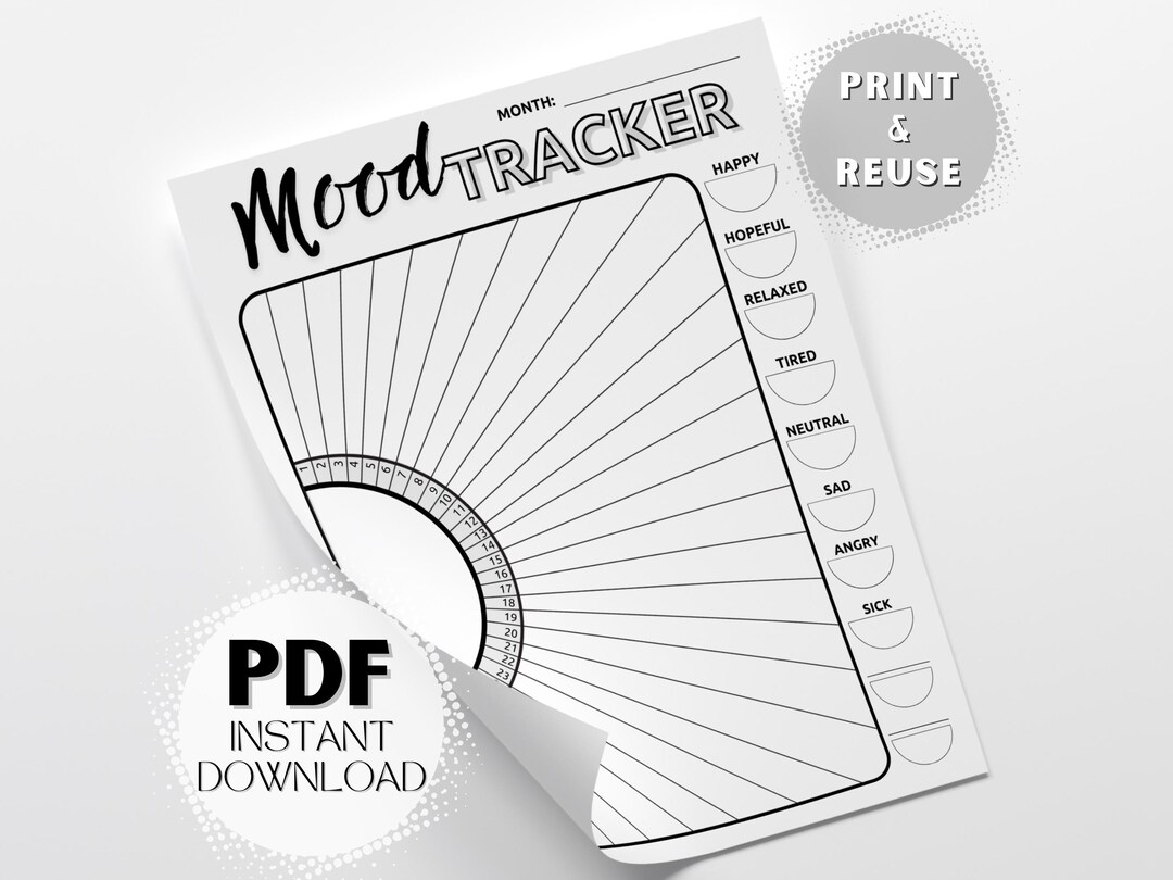30-day Mood Tracker: Printable PDF Instant Digital Download for Greater ...