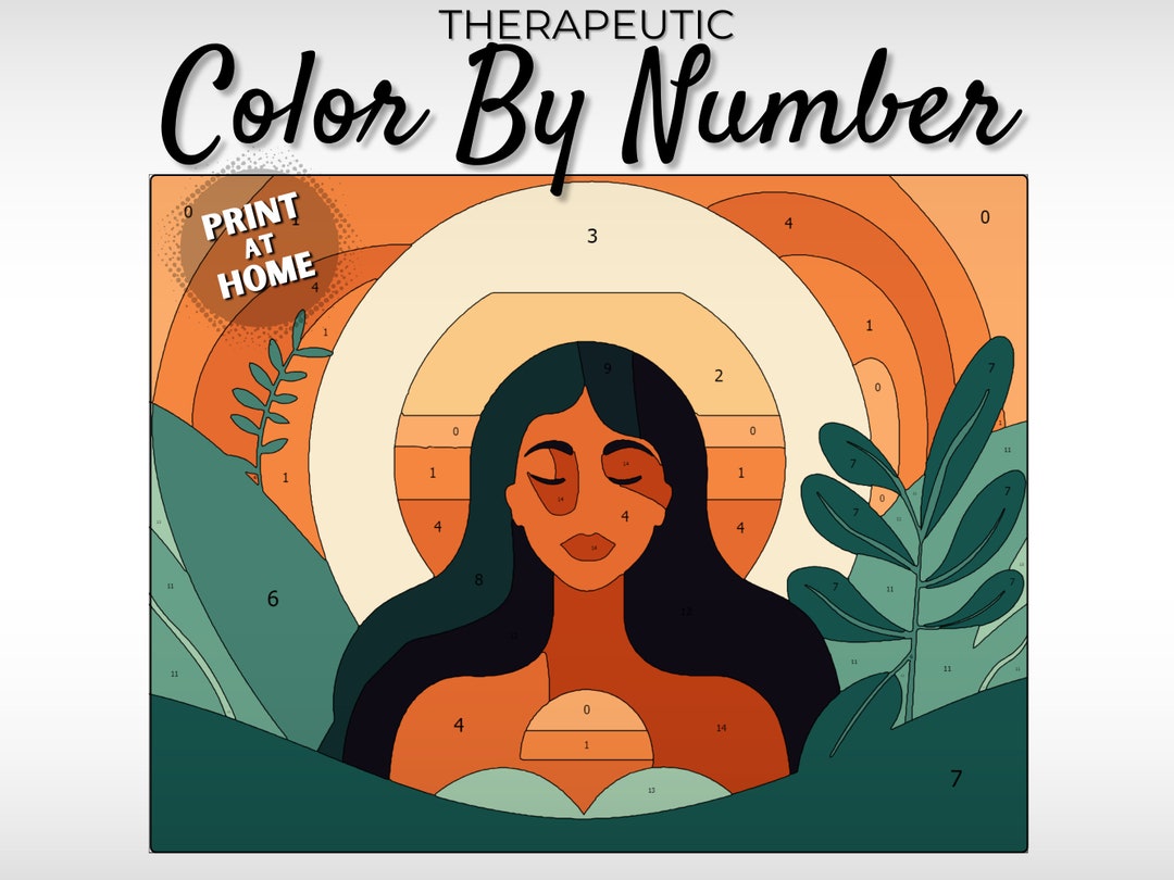 Color by Number: Therapeutic Printable Colorful Nature Landscape ...
