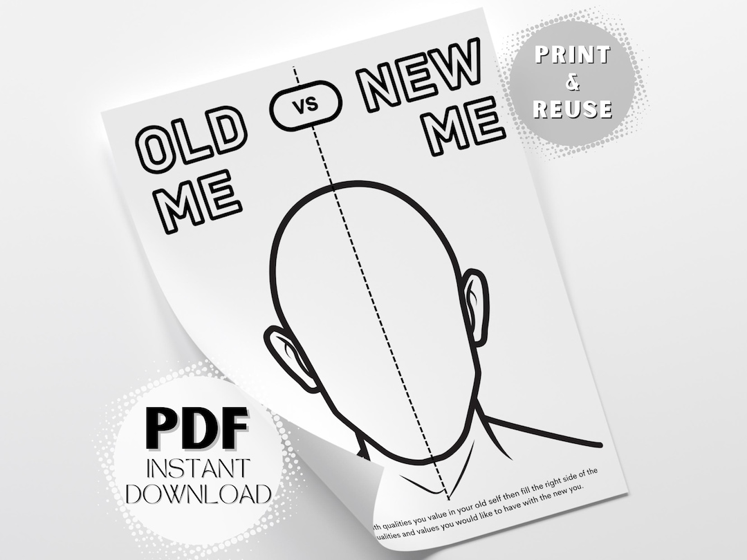 Old Me, New Me: Printable Mental Health Worksheet for Greater Life ...