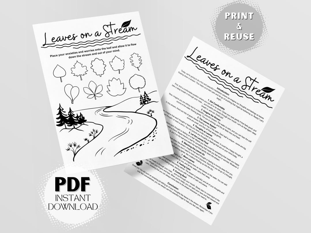 Leaves on a Stream Worksheet: Printable Therapeutic Exercise & Script ...