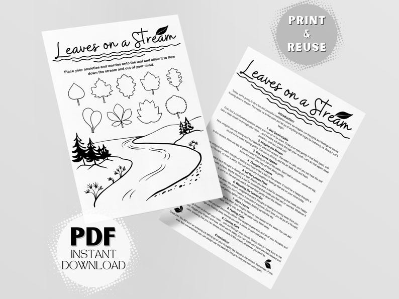 Leaves on a Stream Worksheet: Printable Therapeutic Exercise & Script ...