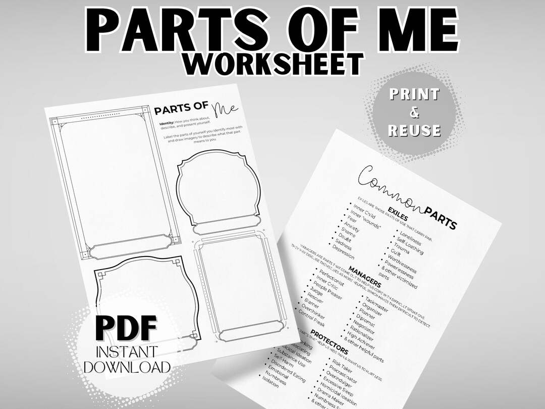 Parts of Me Worksheet: Parts Work Therapy Exercise for Greater ...