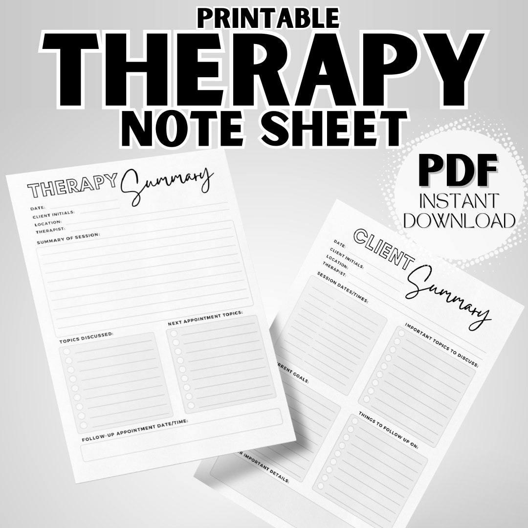 Therapy & Client Note Summary Sheet to Keep Organized Printable PDF ...