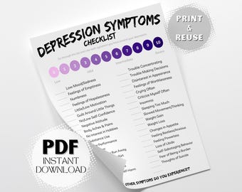Depression Symptoms Checklist: Colorful Worksheet for Greater Emotional ...