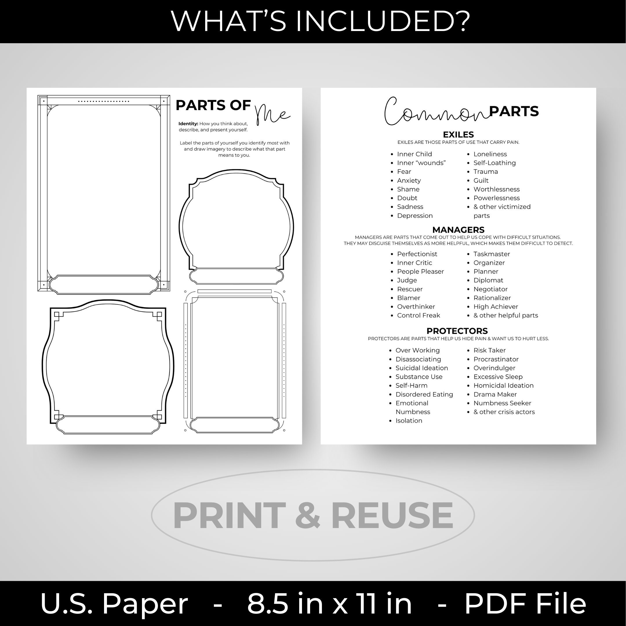 Parts of Me Worksheet: Parts Work Therapy Exercise for Greater ...