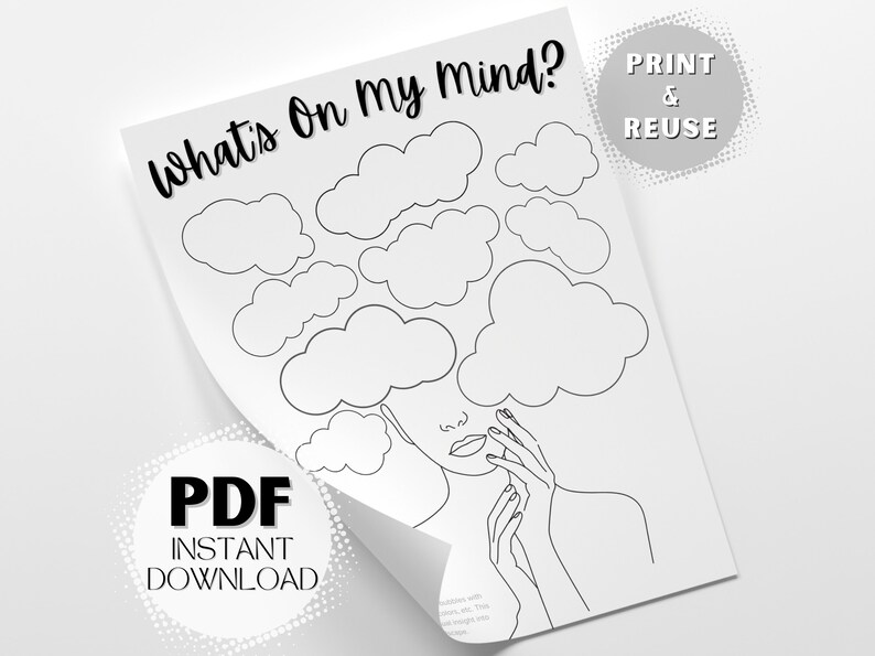 What's on My Mind Art Therapy Worksheet: Printable and Reusable PDF ...
