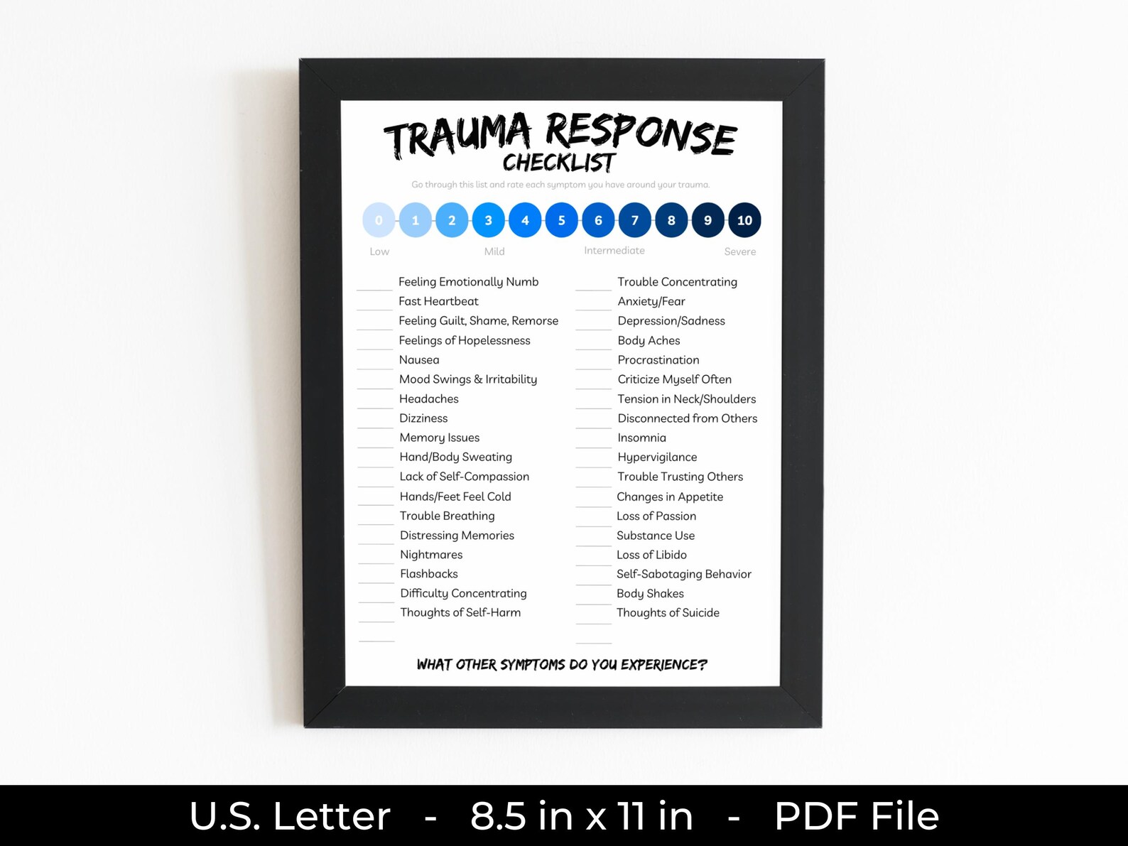 Trauma Response Checklist: Colorful Worksheet for Greater Emotional ...