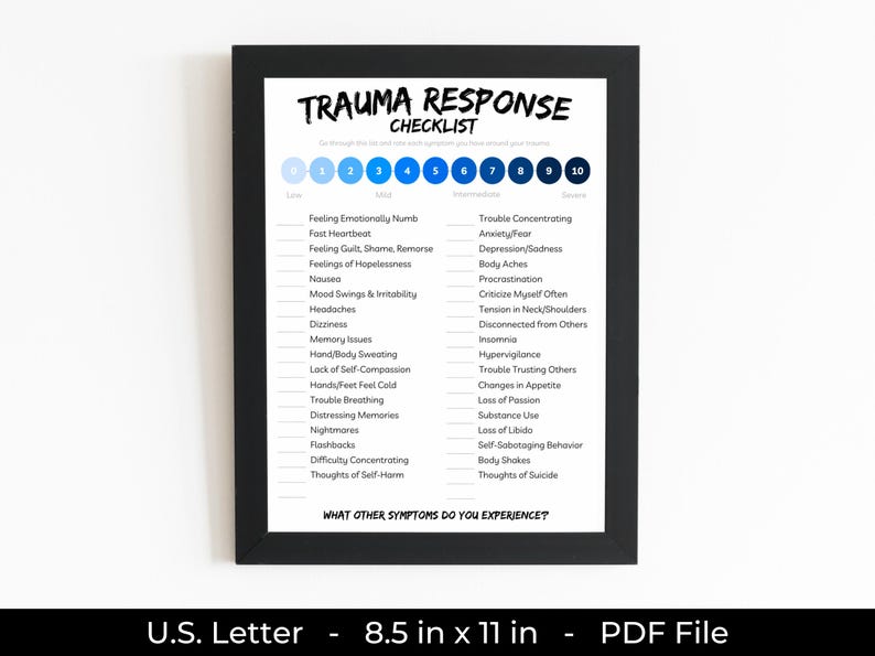 Trauma Response Checklist: Colorful Worksheet for Greater Emotional ...