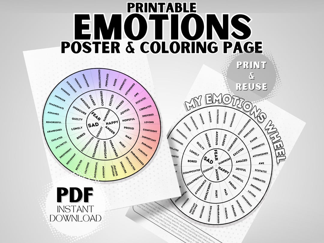 Emotion Wheel Poster & Coloring Page for Building Greater Emotional ...
