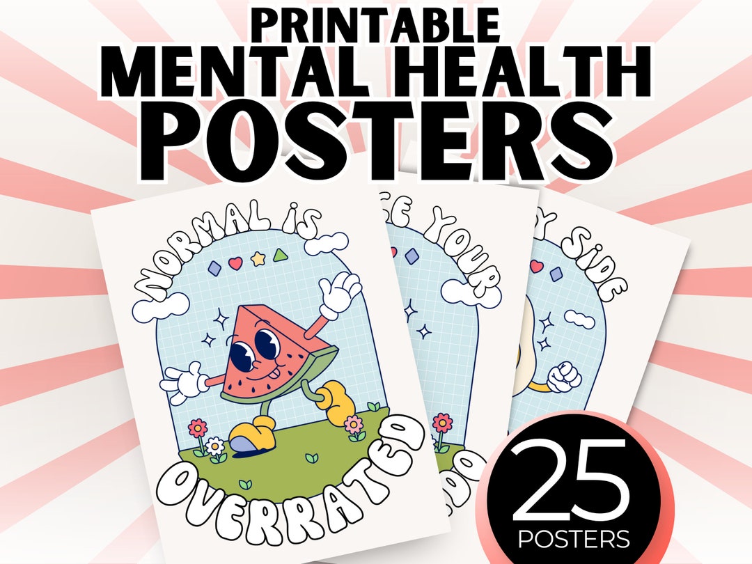 25 Mental Health Printable Retro Cartoon Funny Printer Friendly Posters ...
