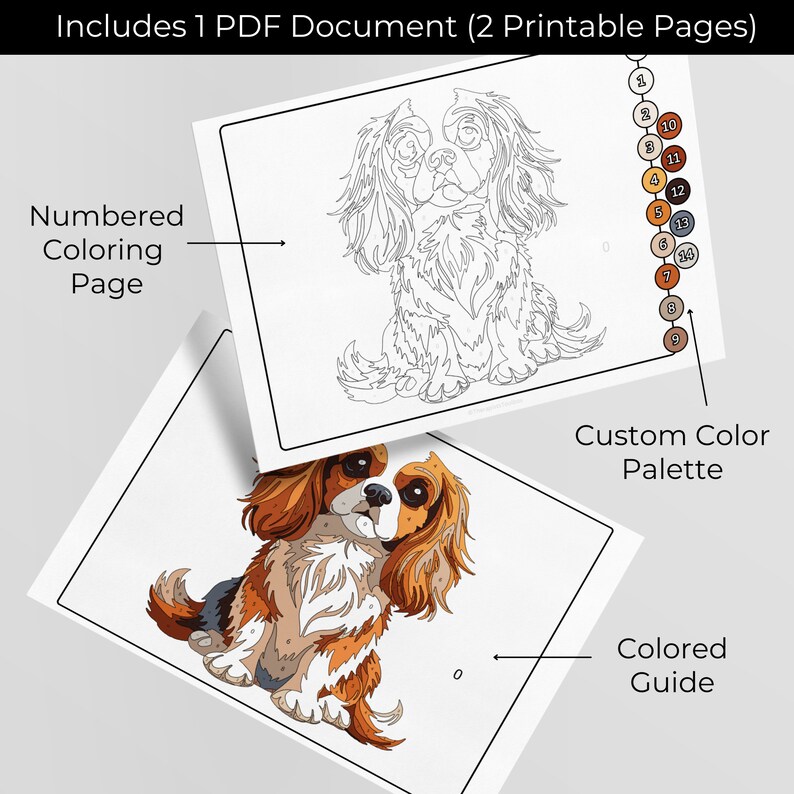 Color by Number: Therapeutic Printable Dog Coloring Page PDF Instant ...