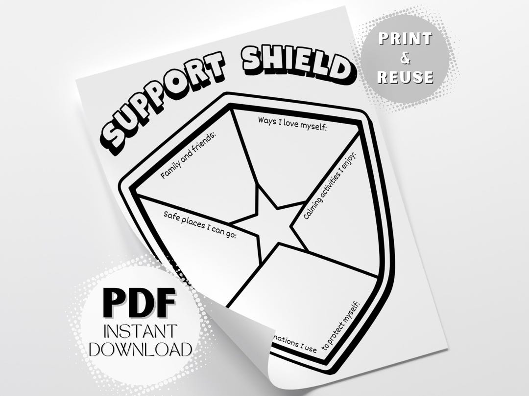 Support Shield Worksheet: Printable Mental Health Activity for Mapping ...