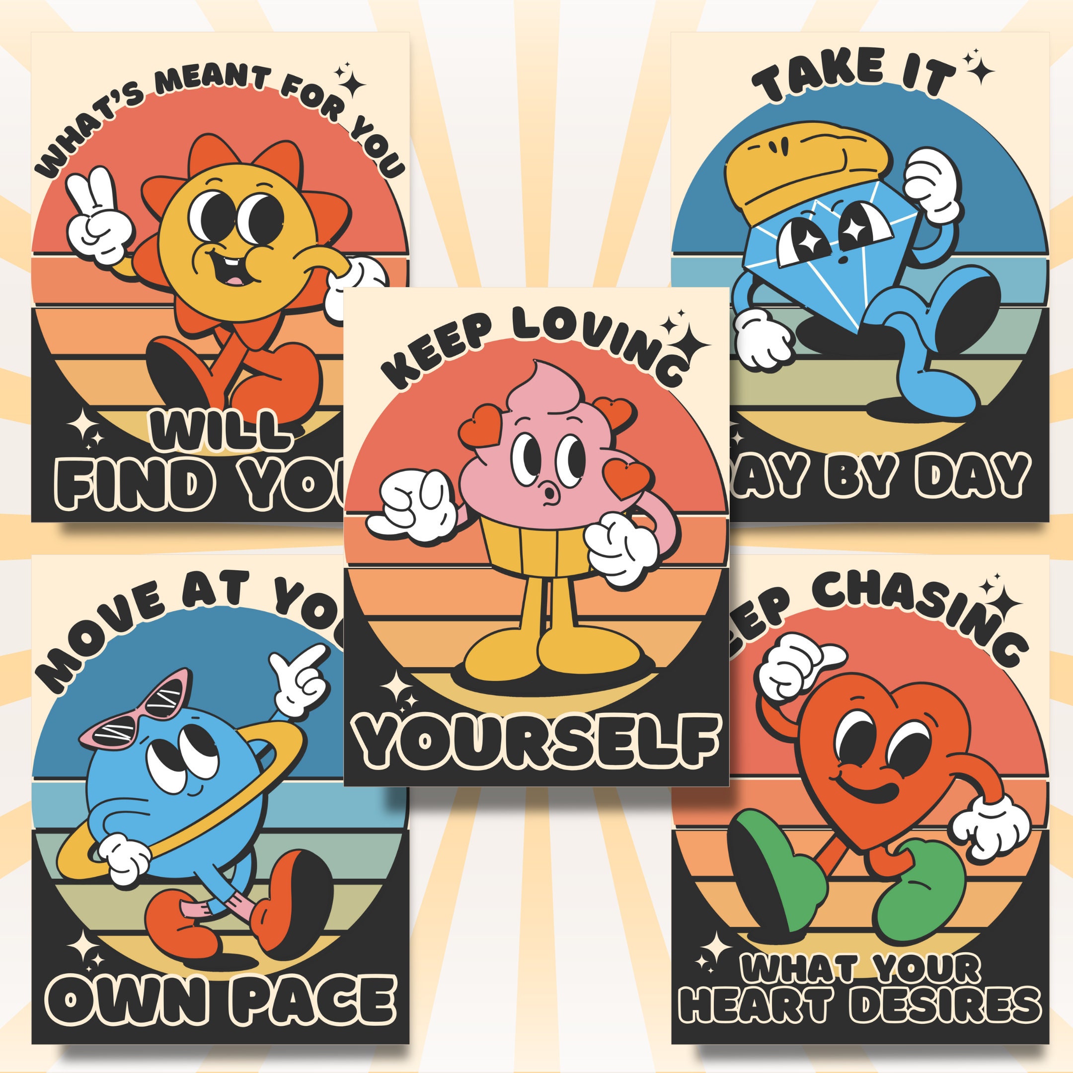 Mental Health Posters: 15 Printable Retro Cartoon Funny Printer ...