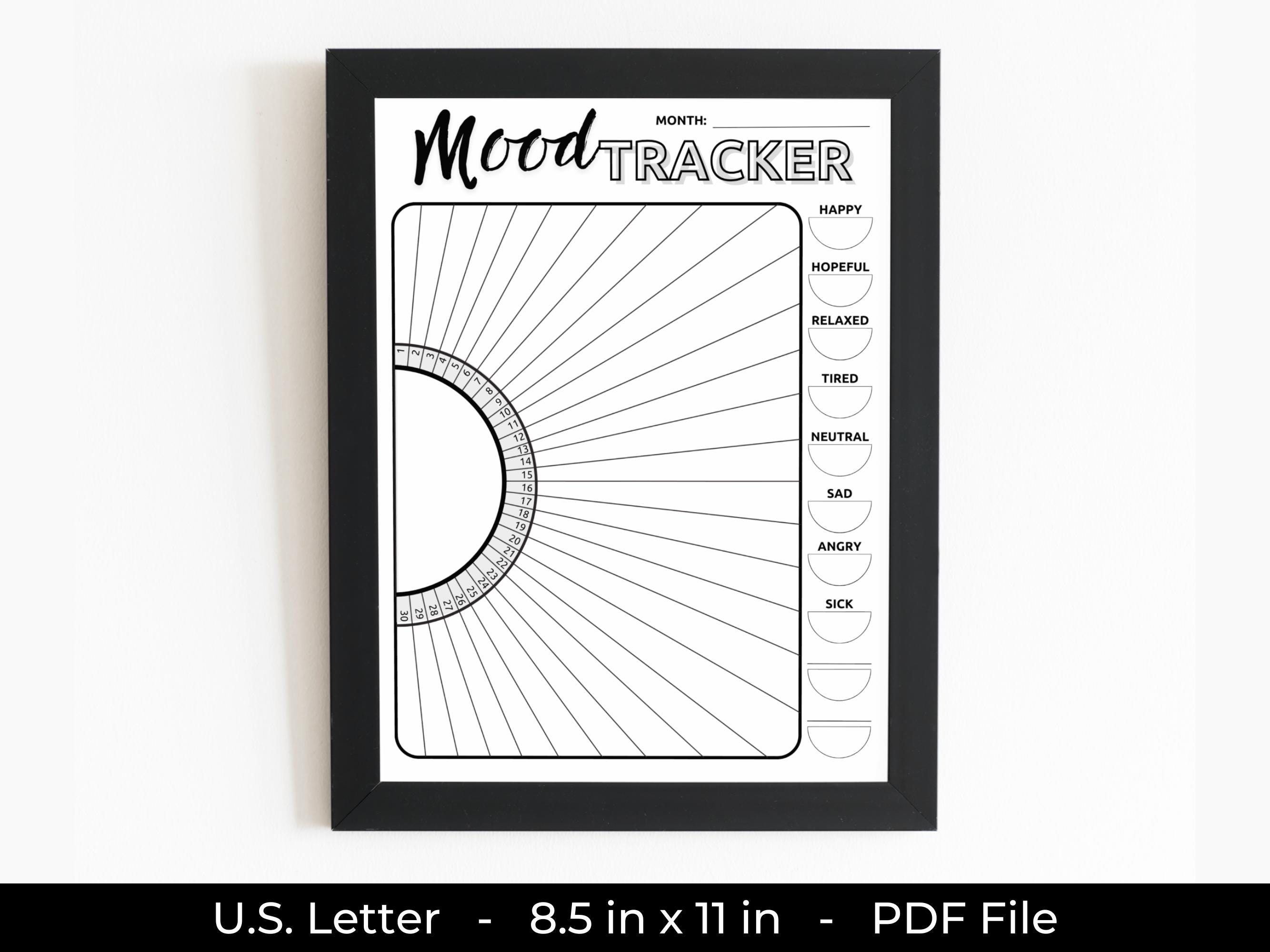 30-day Mood Tracker: Printable PDF Instant Digital Download for Greater ...