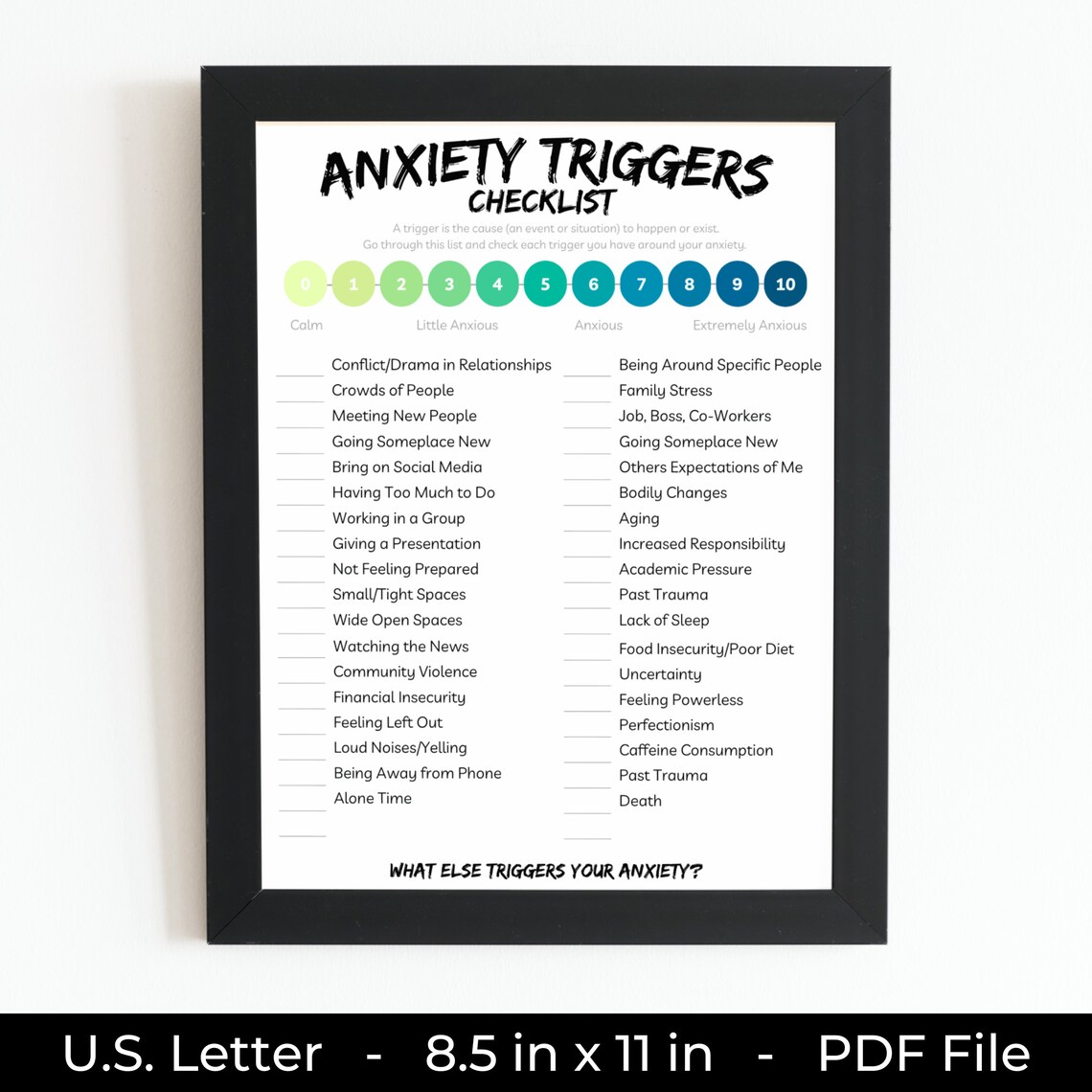 Anxiety Triggers Checklist: Colorful Worksheet for Greater Emotional ...