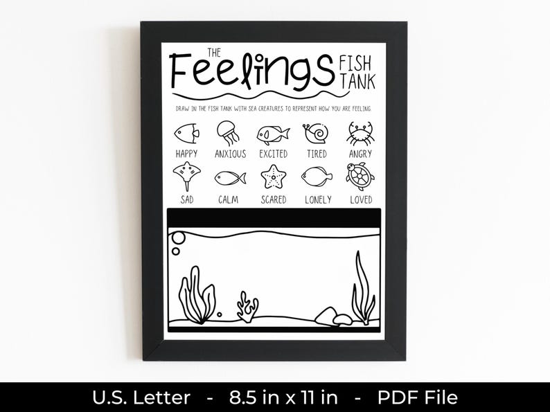 Feelings Fish Tank Worksheet: Printable PDF Therapeutic Exercise for ...