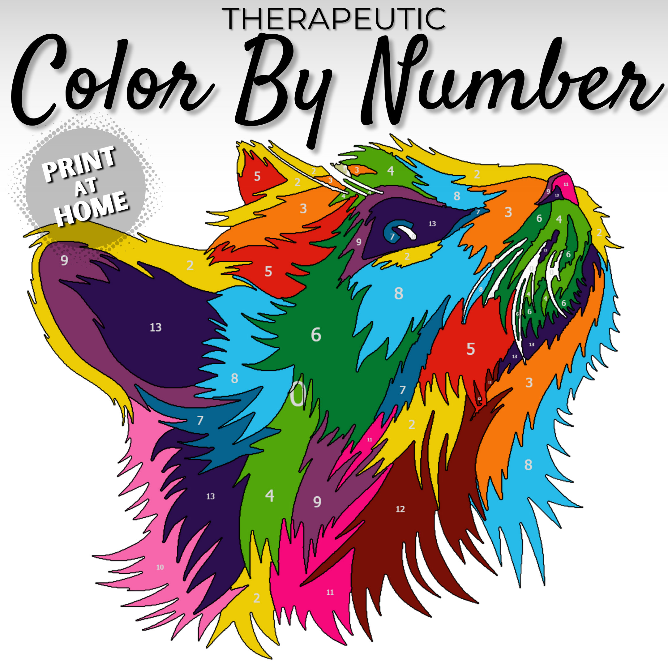 Color by Number: Therapeutic Printable Cat Coloring Page PDF Instant ...