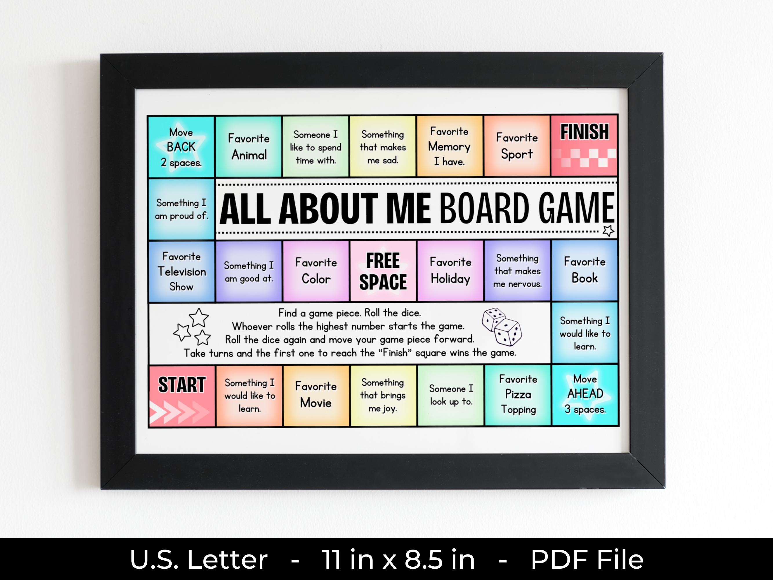 All About Me Board Game: Fun Therapeutic Kids Activity for Self ...