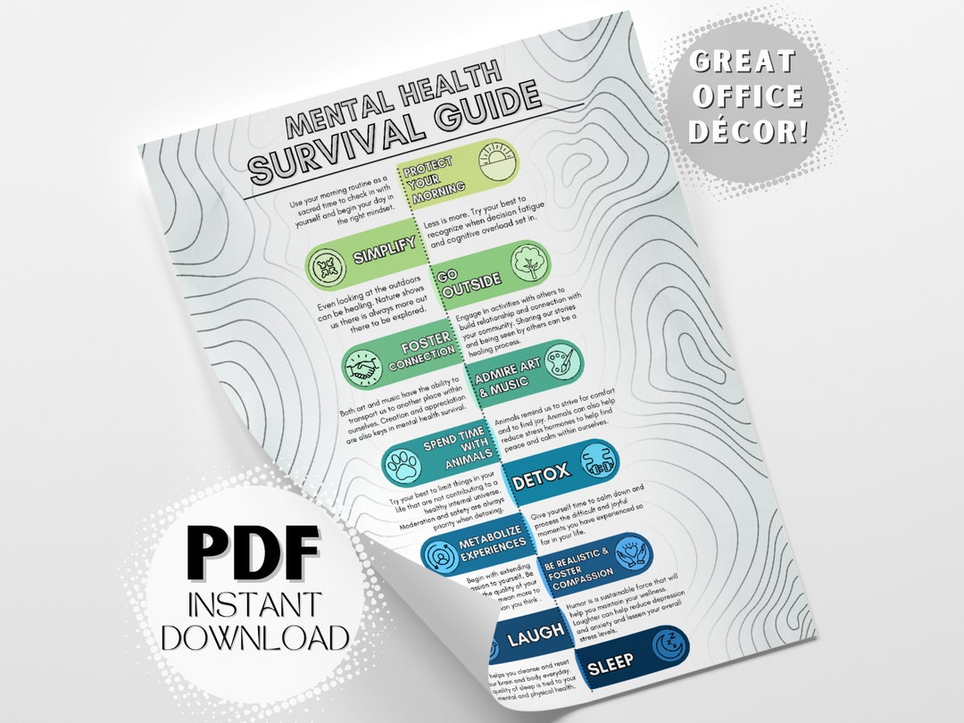 Mental Health Survival Guide Infographic Poster for Stress Reduction ...