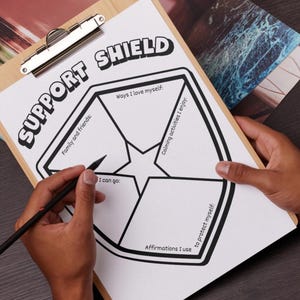 Support Shield Worksheet: Printable Mental Health Activity for Mapping ...