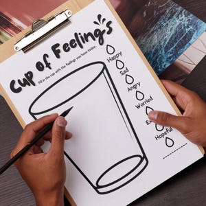 Cup of Feelings: Printable Kids Mental Health Worksheet for Greater ...