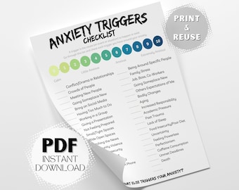 Anxiety Triggers Checklist: Colorful Worksheet for Greater Emotional ...
