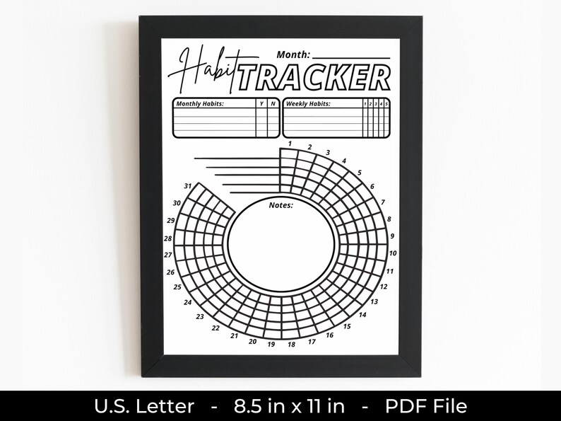 Habit Tracker: Printable 31-day Tracking Sheet for Goal Setting and ...
